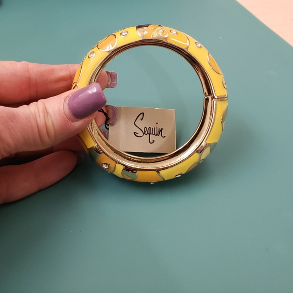 Sequin | Jewelry | Sequin Nwt Yellow Gold Jeweled Swirl Circle Enamel ...